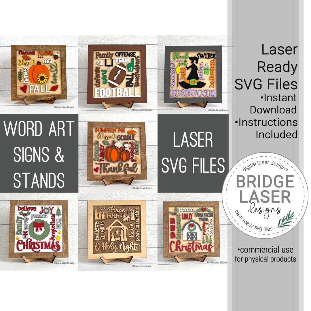 Word Art Laser File Bundle Word Collage Laser Files Holiday - Etsy
