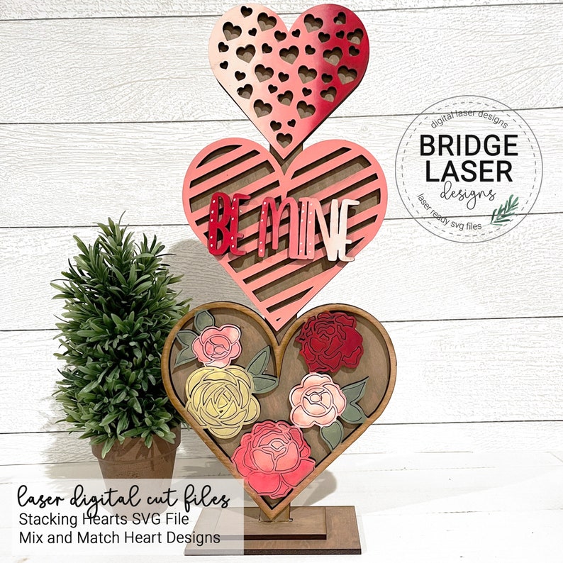 Standing Heart Valentine Laser File Valentine Hearts - Etsy