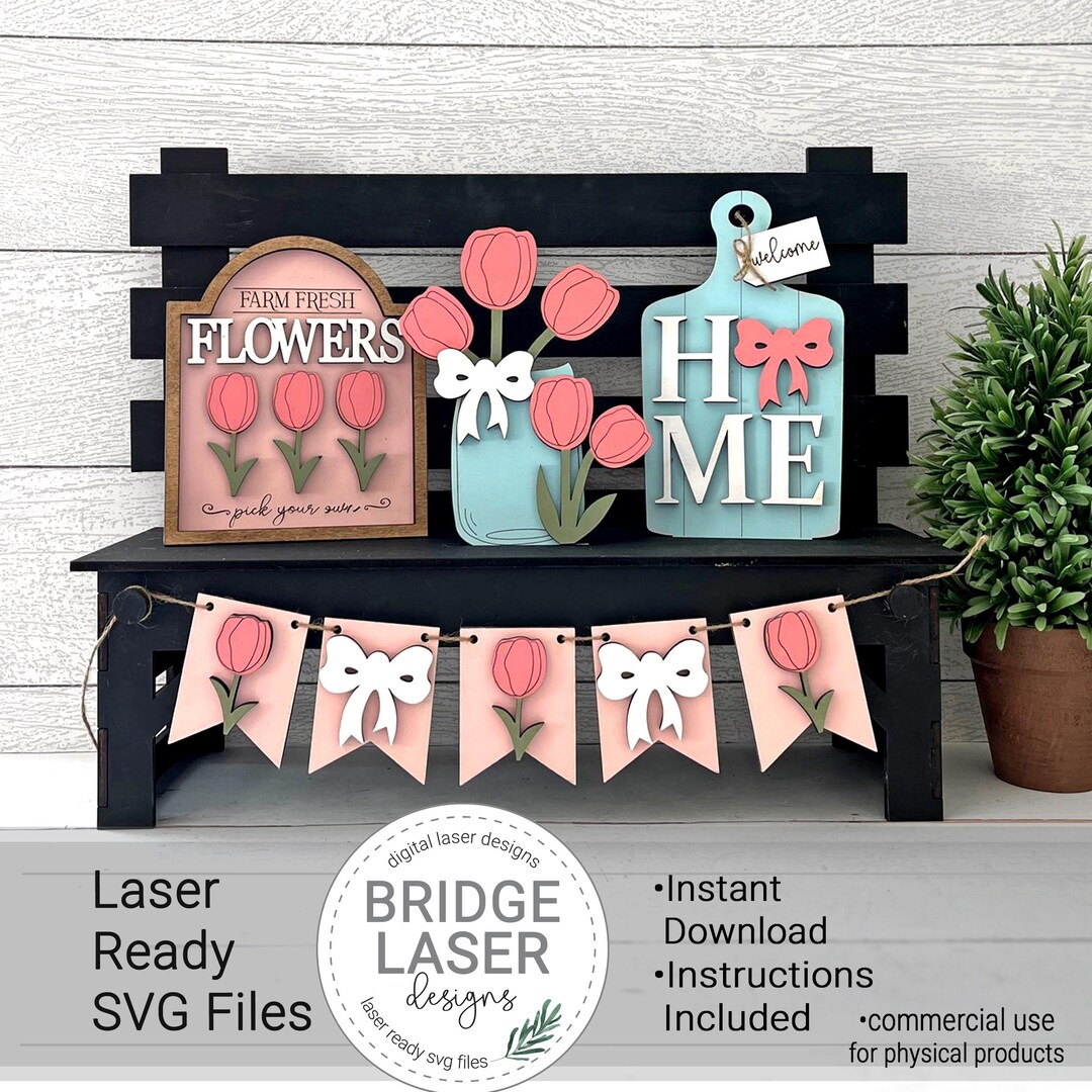 Spring Laser Cut File, Spring Interchangeable Bench Sign, Spring Beach ...