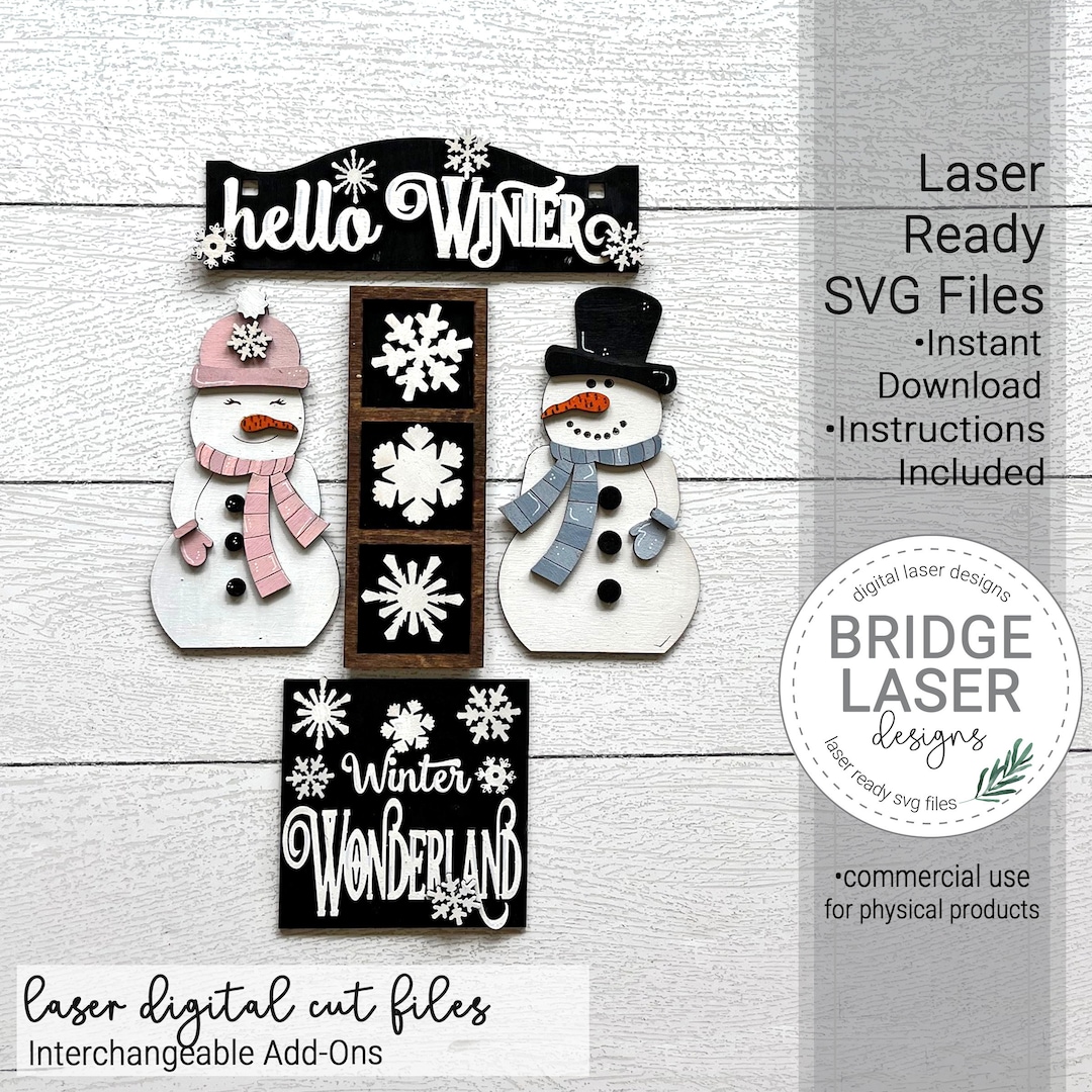 Snowman Winter Laser Cut File, Snowman Interchangeable Crate/fence Tier ...