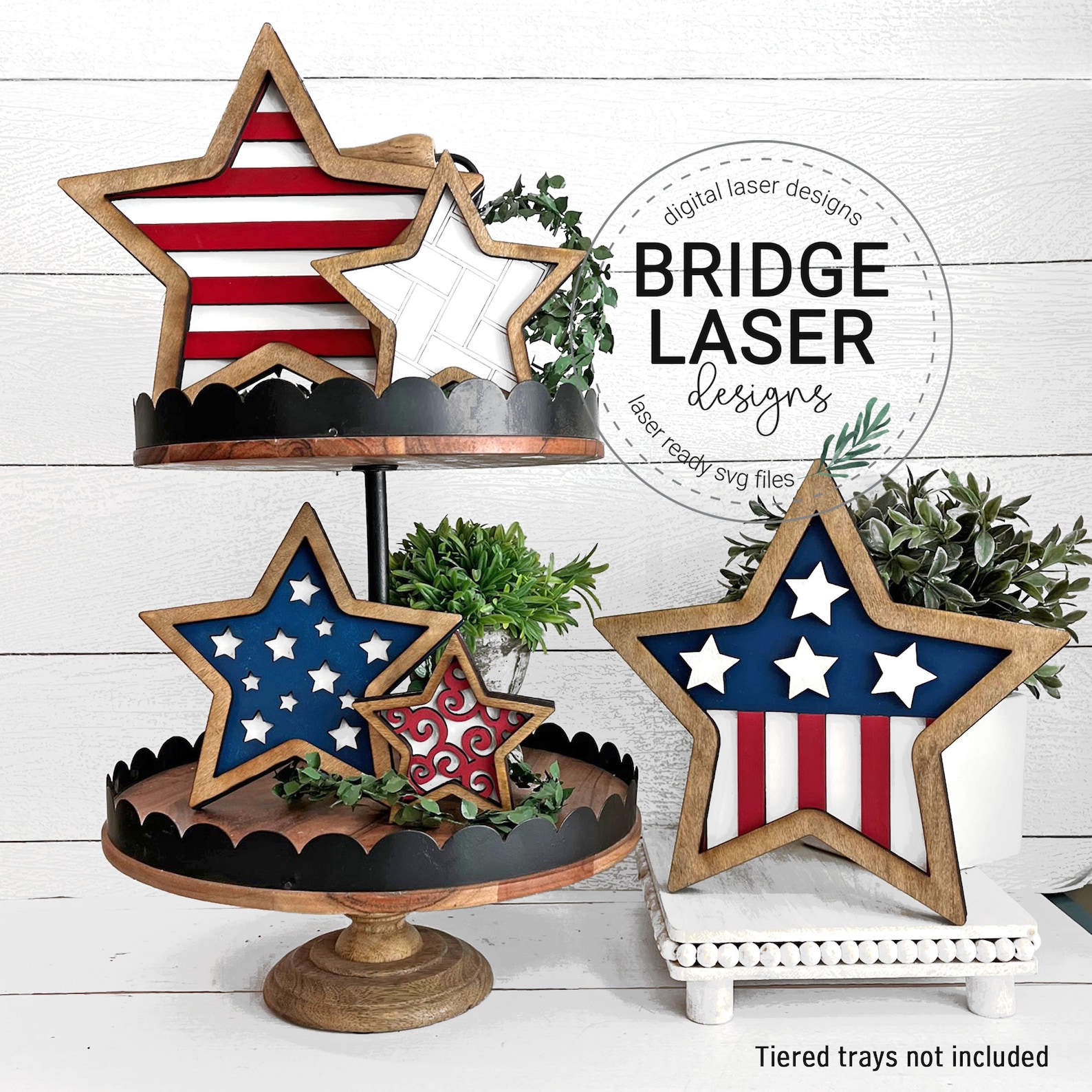 4th of July Stars Laser Cut File, Stars Shelf Sitter Laser Cut File ...