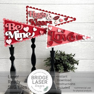 Valentine's Day Pennants Laser Cut File, Valentine Interchangeable ...