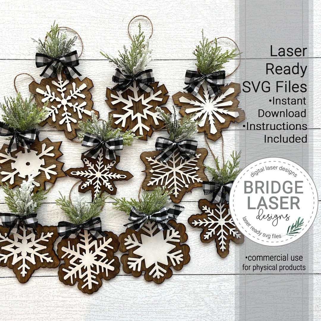 Christmas Ornament Bundle Laser Cut File, Christmas Snowflake Ornament ...