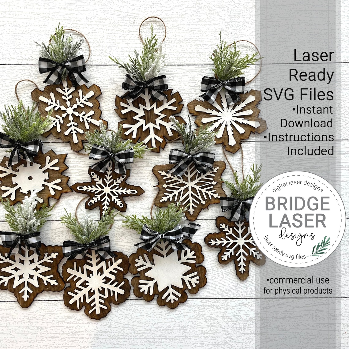 Christmas Ornament Bundle Laser Cut File, Christmas Snowflake Ornament ...