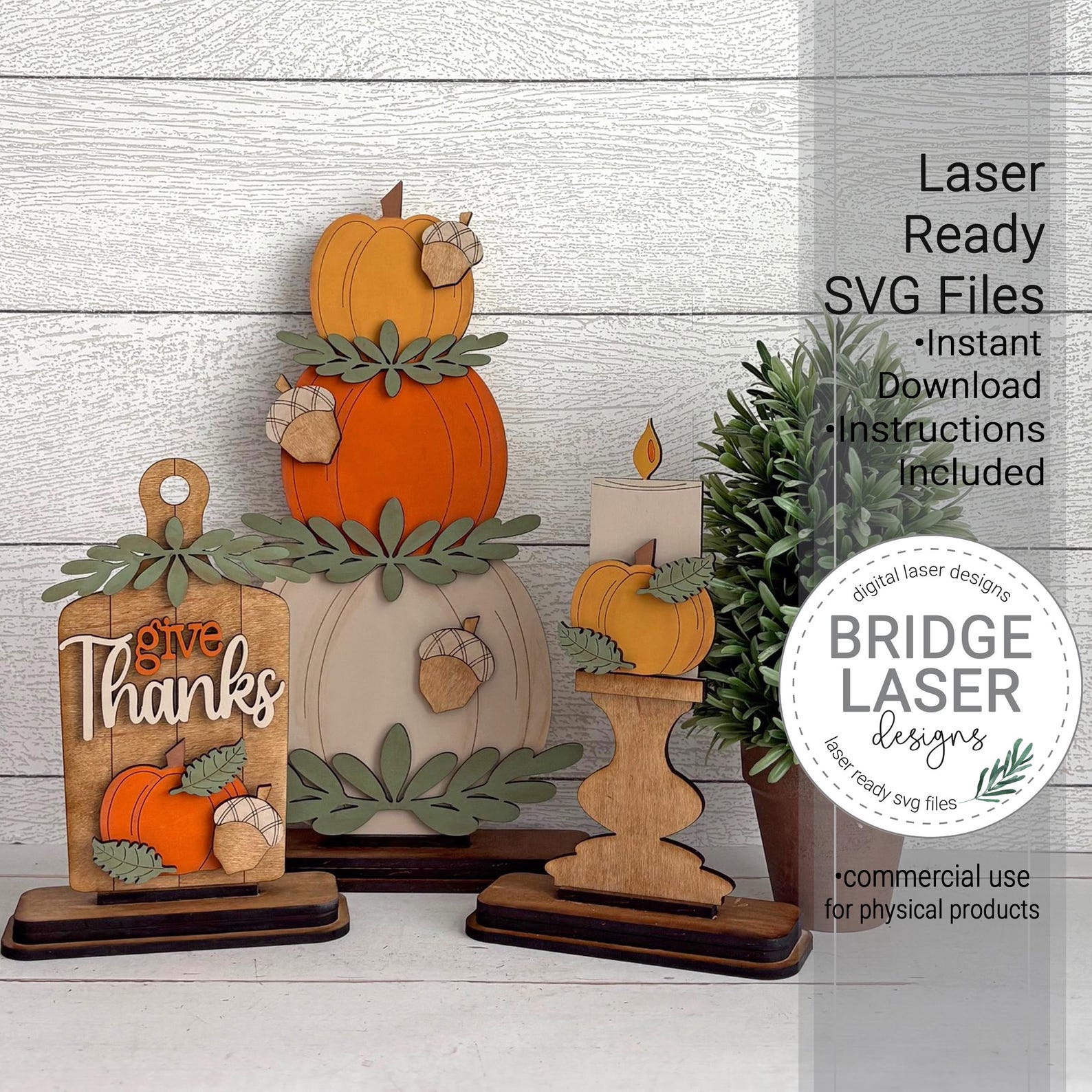 Thanksgiving Laser Cut Files, Thanksgiving Trio Shelf Sitter Laser SVG ...