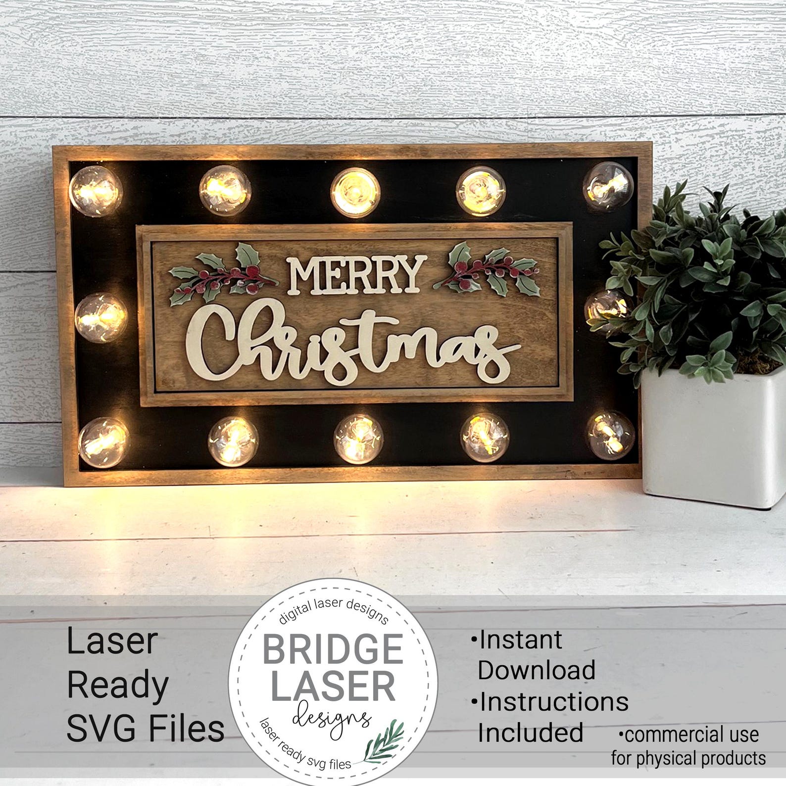Merry Christmas Laser Cut File, Christmas Interchangeable Light Sign ...