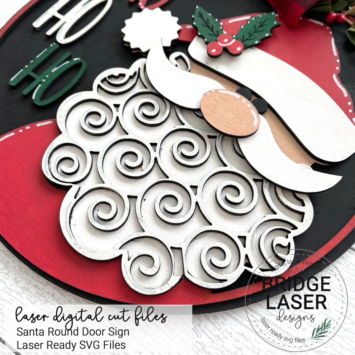 Christmas Door Hanger Laser Cut File Christmas Door Round - Etsy