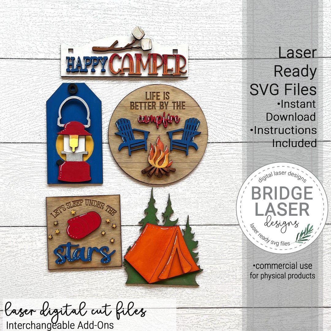 Camping Laser Cut File, Camping Interchangeable Add On, Tent Lantern ...