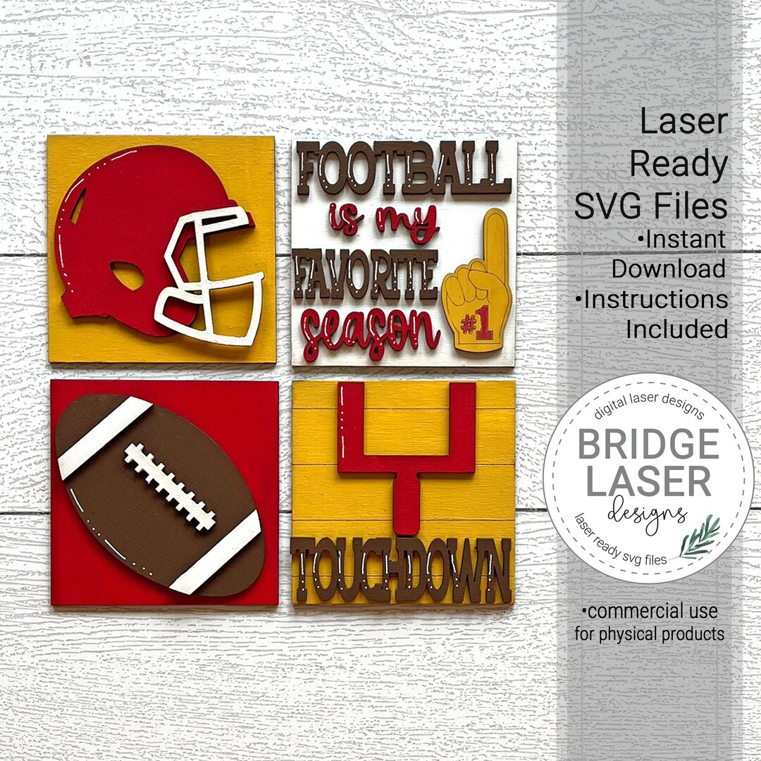 Football Four Square Laser Cut Files, Sports Interchangeable Leaning ...