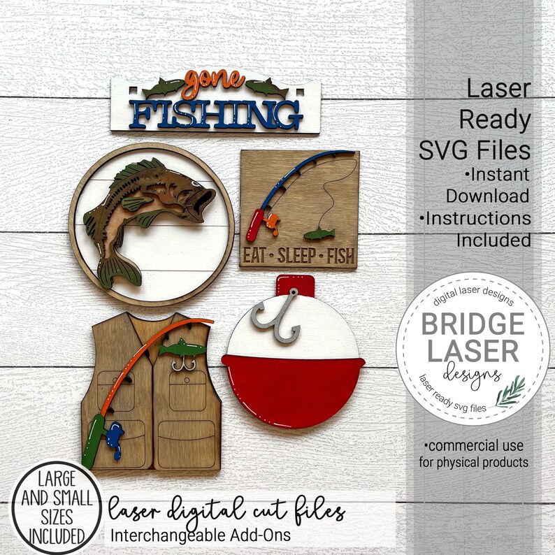 Fishing Laser Cut File Summer Fishing Interchangeable Add On - Etsy