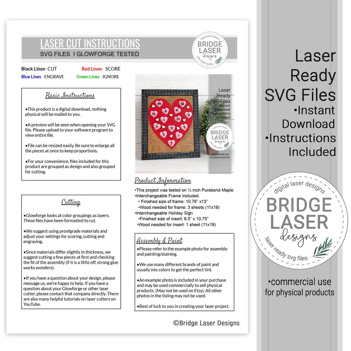 Valentine's Day Heart Countdown Laser Cut File, Valentine Heart Advent ...
