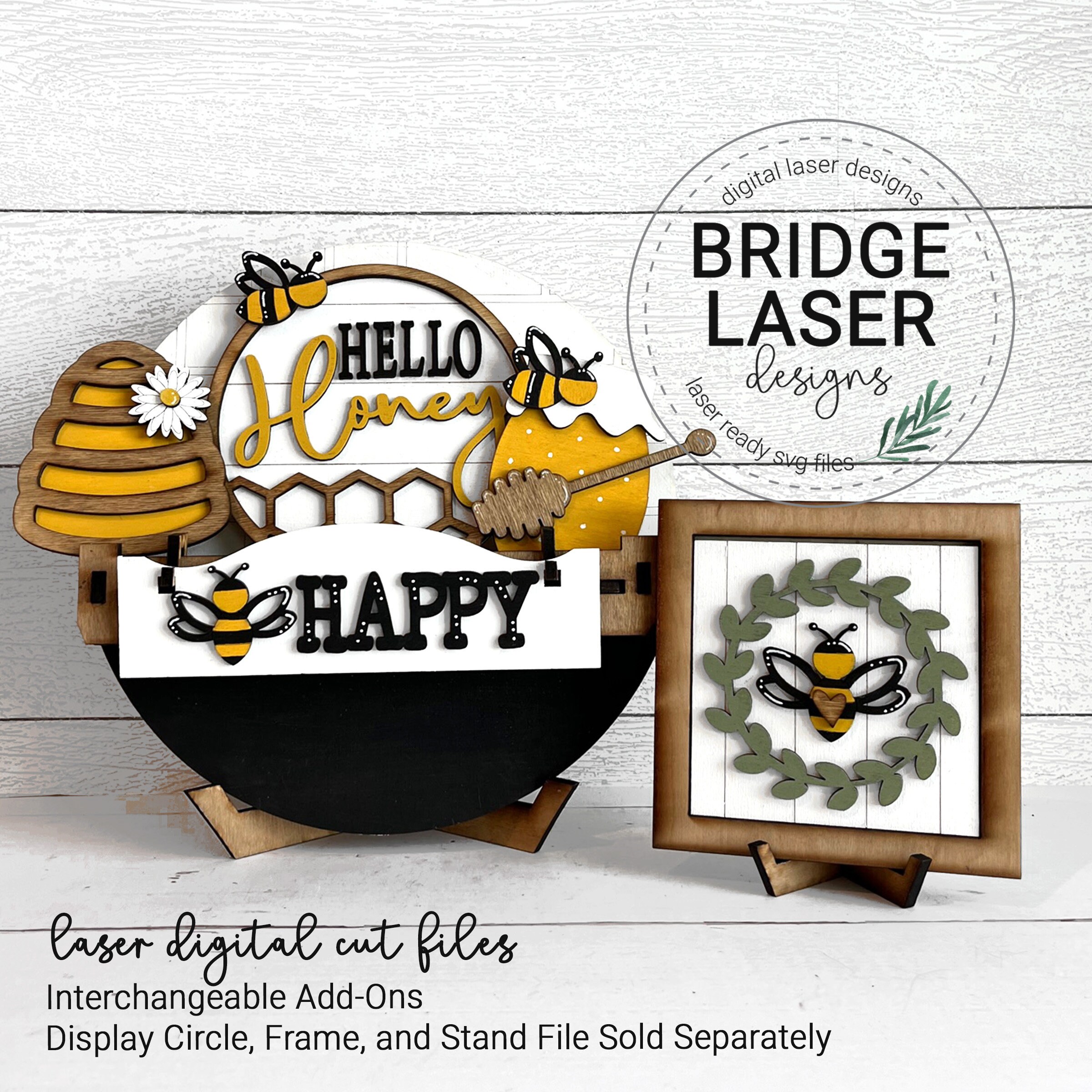 Bee Laser Cut File, Honey Bee Interchangeable Add On, Bee Laser Files ...