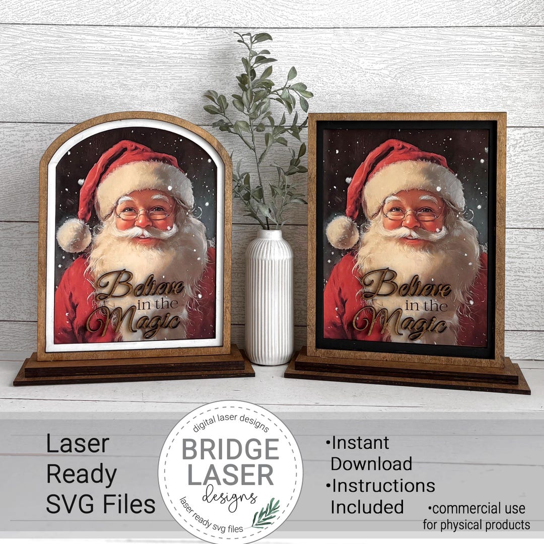 Santa Christmas Laser Cut Files and Printable PNG, Interchangeable ...