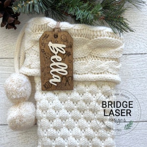 Stocking Tags Laser Cut File, Christmas Stocking Name Tags SVG ...