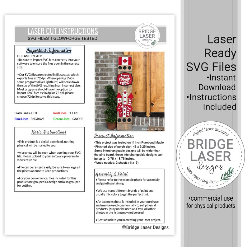 Canada Day Porch Leaner Sign Laser Cut File, Summer Interchangeable ...