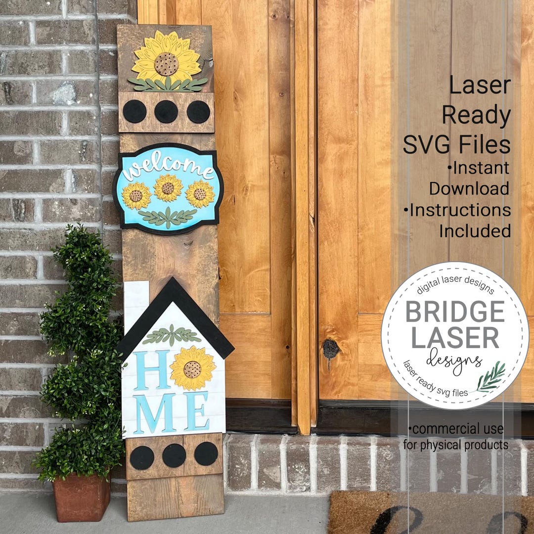 Sunflower Porch Leaner Sign Laser Cut File, Fall Interchangeable Porch ...