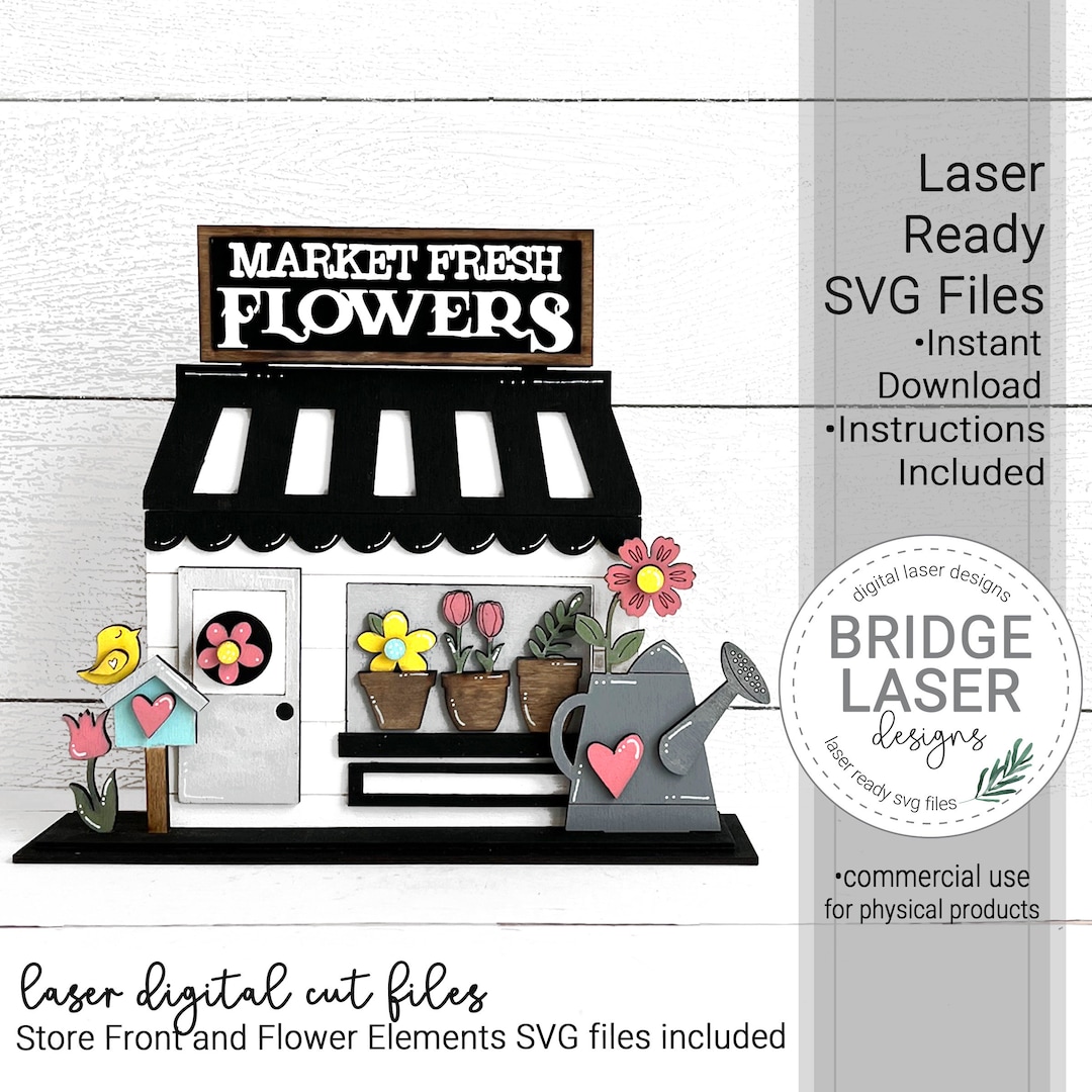 Flower Shop Laser Cut File, Summer Laser Design SVG, Flowers Laser Cut ...