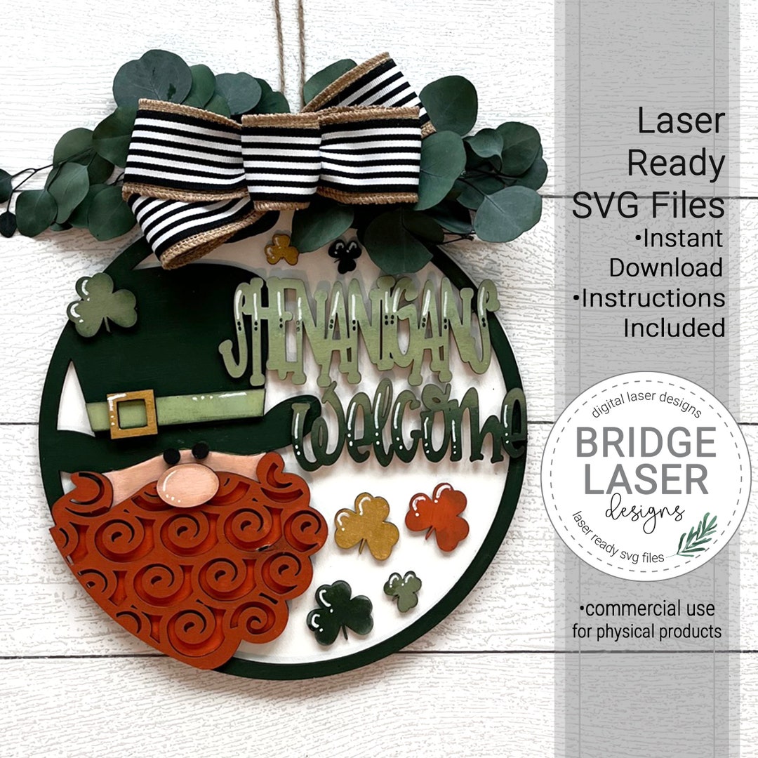 St Patrick's Day Laser Cut File, St Patrick's Door Hanger, St Patrick's ...