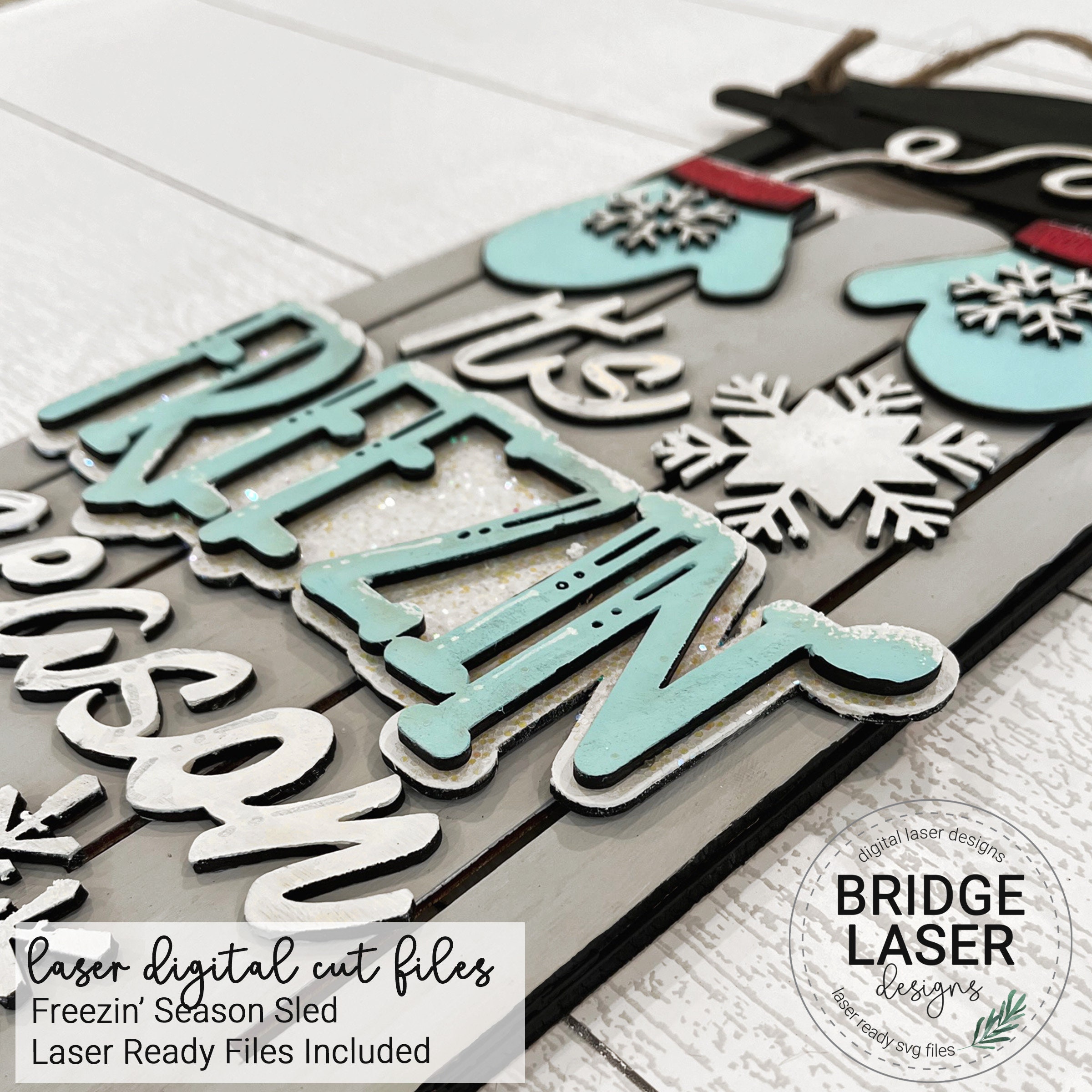 Sled Door Hanger, Freezin Season Sled, Door Decorations, Laser Cut File ...