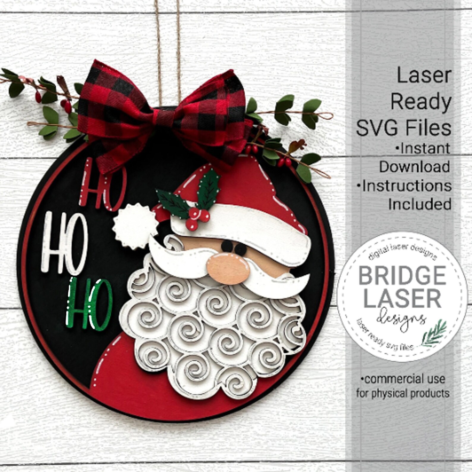 Christmas Door Hanger Laser Cut File Christmas Door Round - Etsy