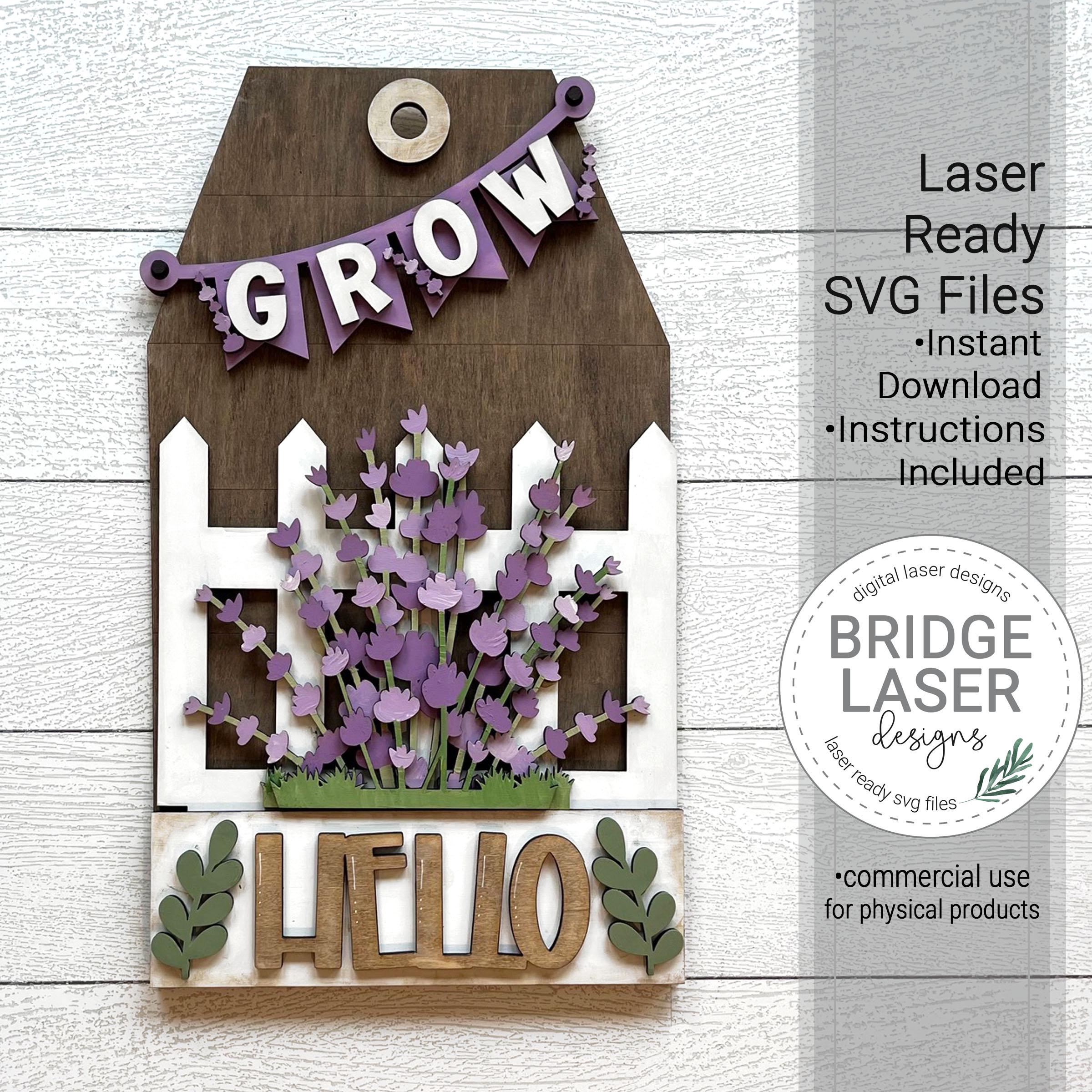 Lavender Door Hanger Sign Laser Cut File, Spring Flowers ...