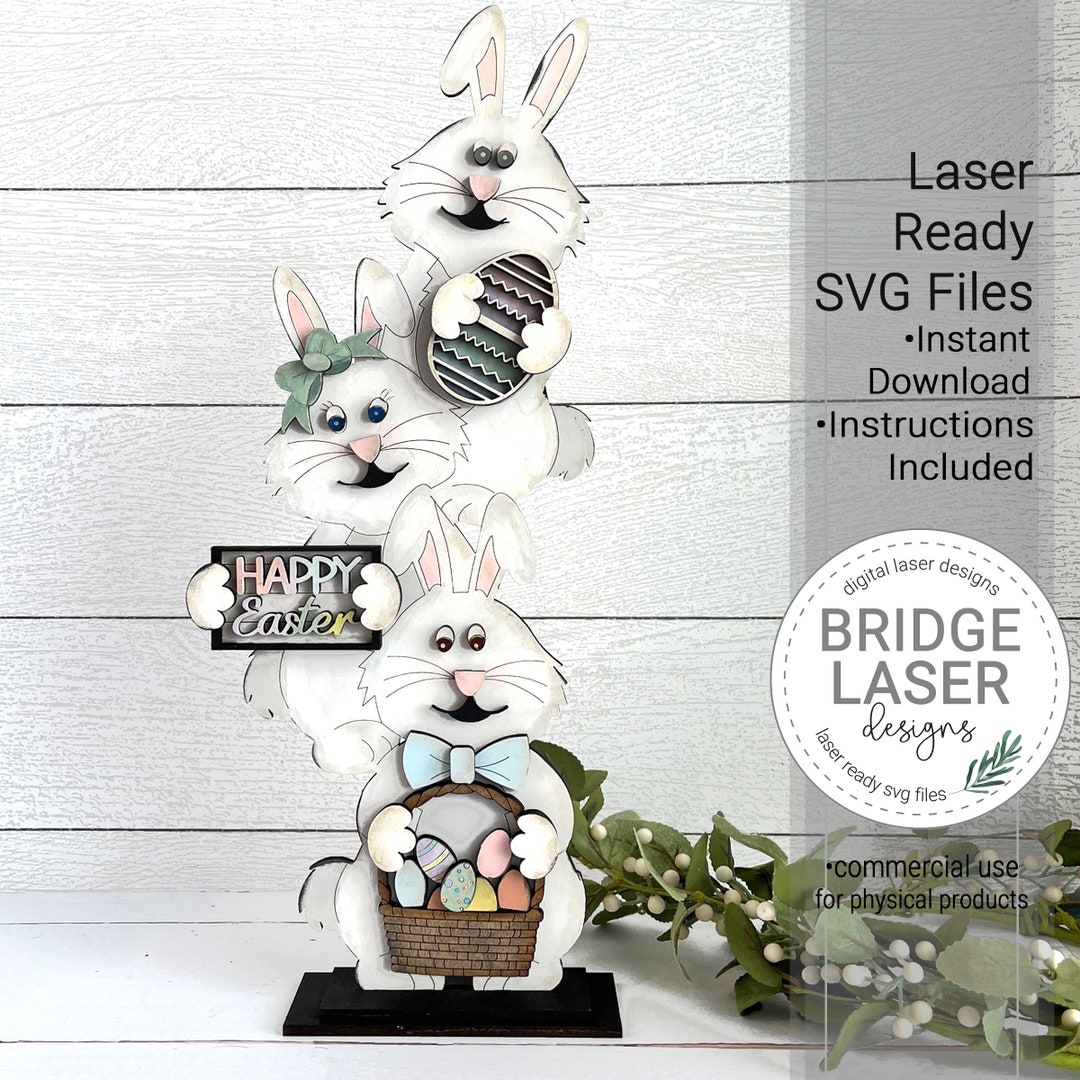 Easter Laser Cut Files, Easter Bunnies Stackable Standing Laser File ...