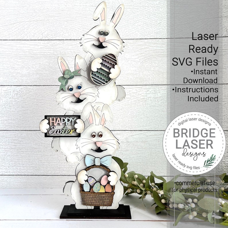 Easter Laser Cut Files Easter Bunnies Stackable Standing - Etsy