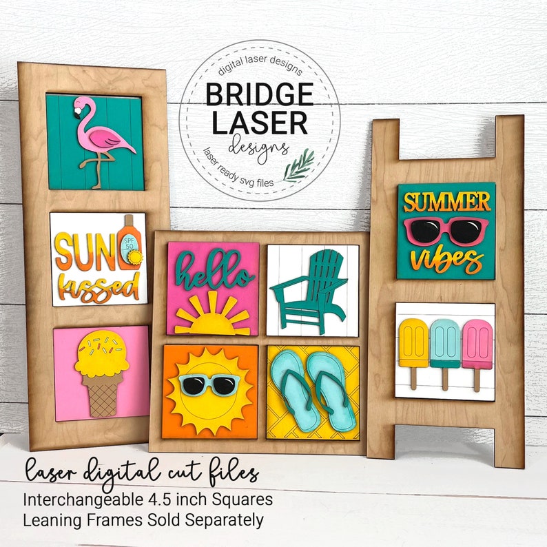 Summer Laser Cut Files Summer Interchangeable Leaning Sign - Etsy