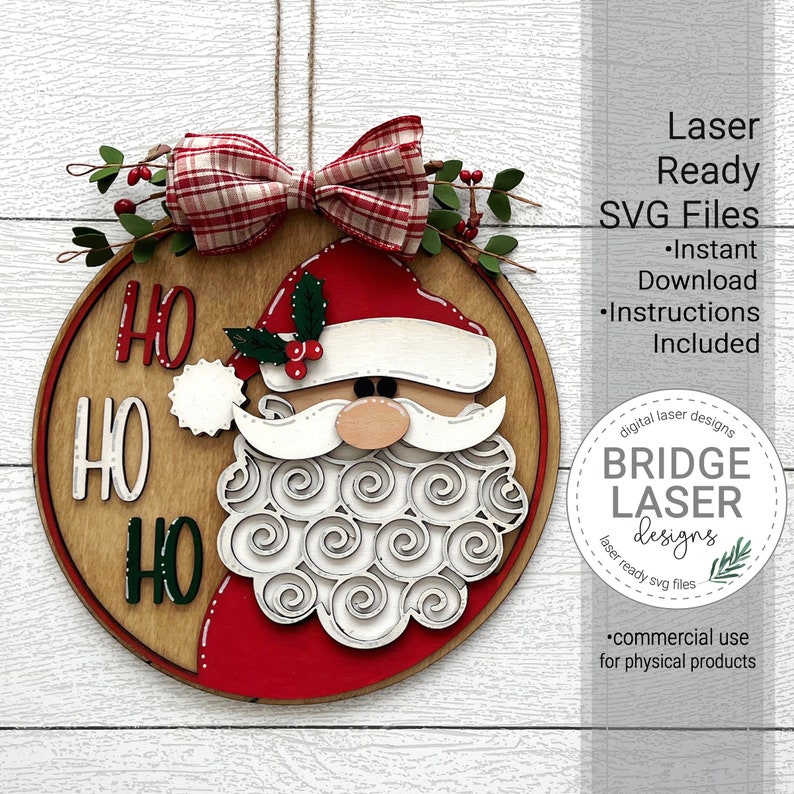 Christmas Door Hanger Laser Cut File Christmas Door Round Etsy