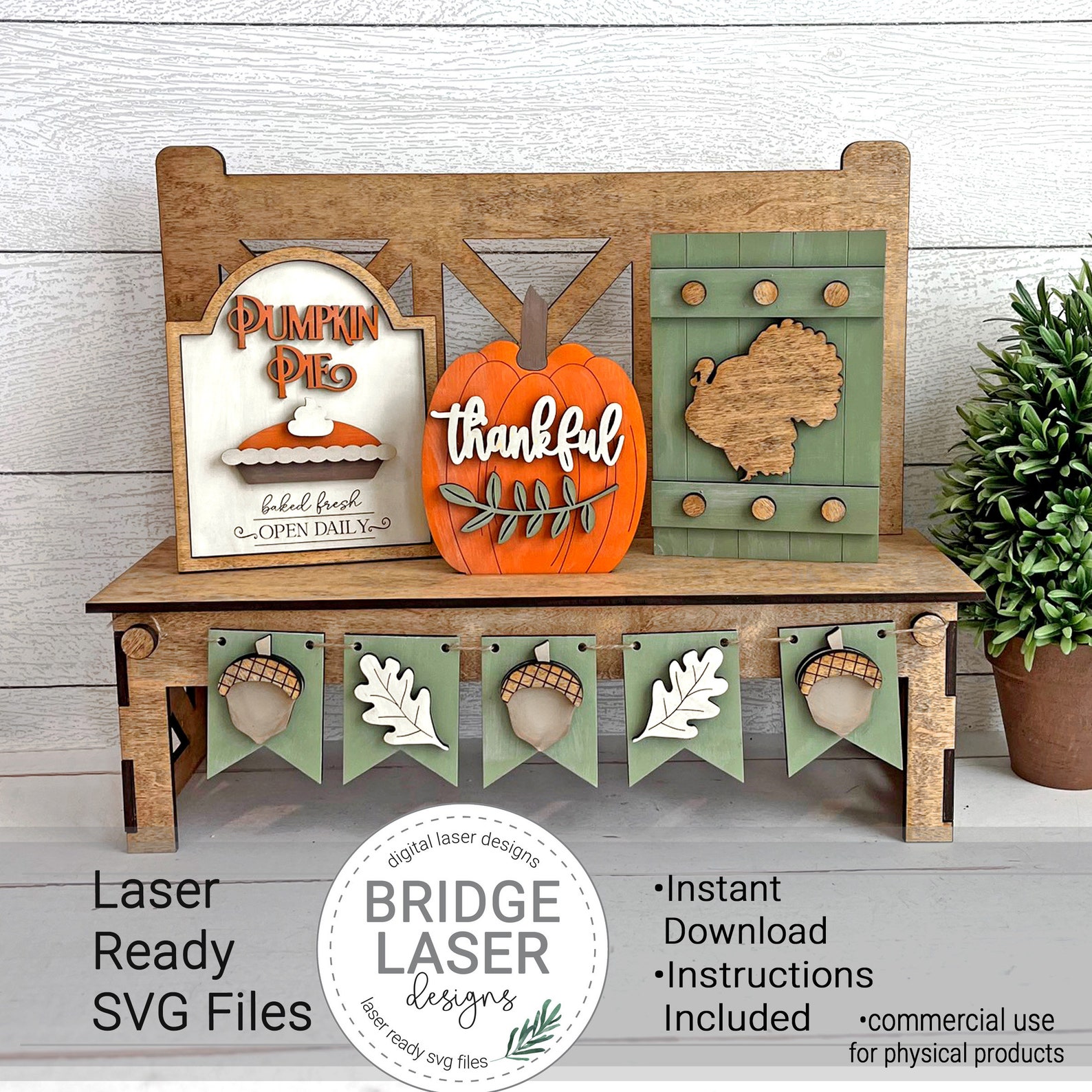 Thanksgiving Laser Cut File, Fall Interchangeable Bench Sign, Farmhouse ...