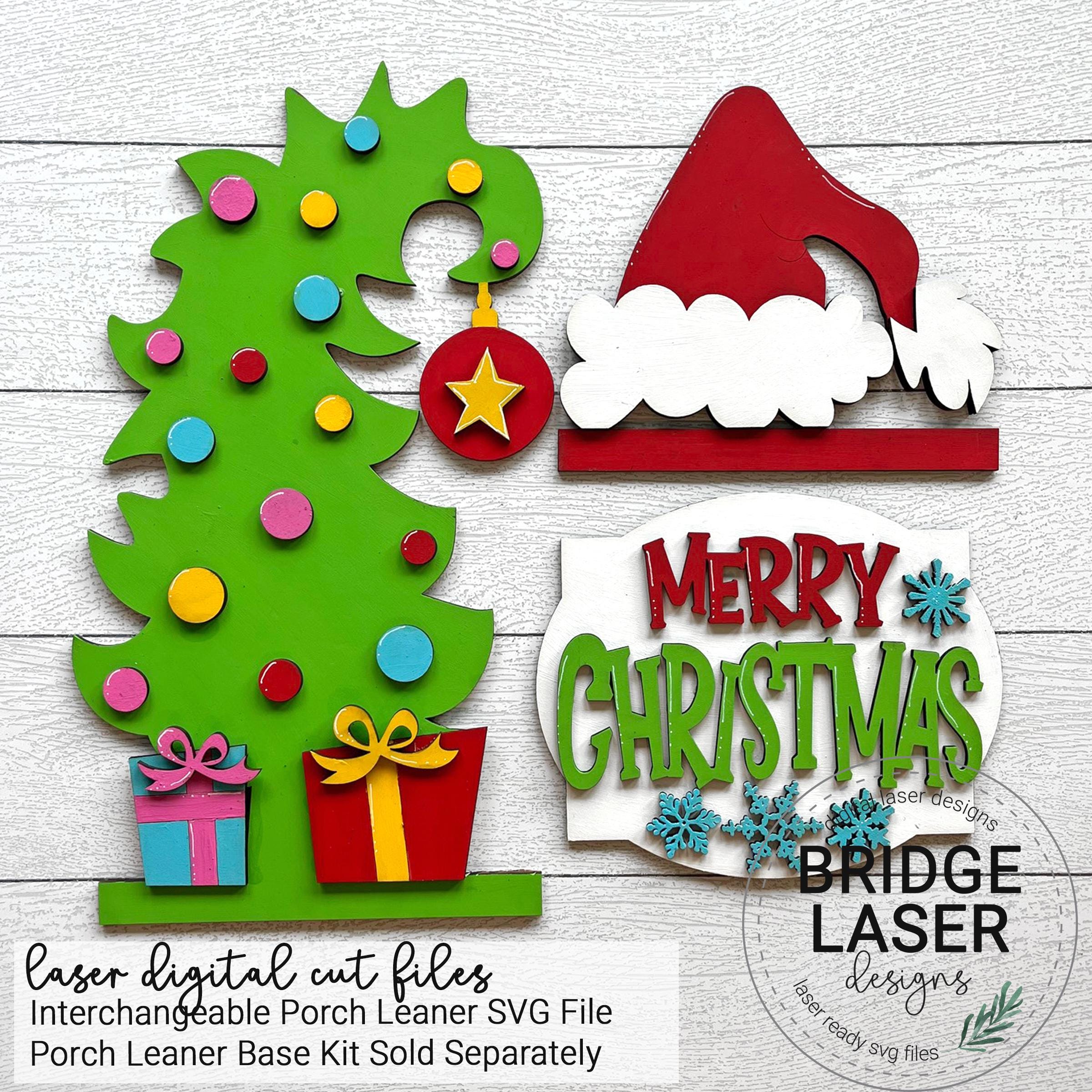 Whimsical Christmas Porch Leaner Sign Laser Cut File, Christmas Tree ...