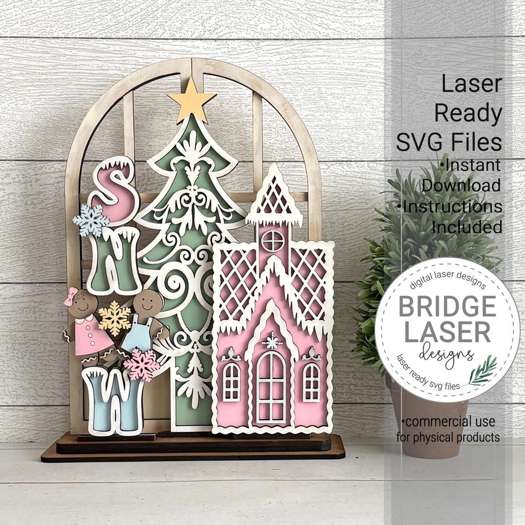 Gingerbread Laser Cut File, Christmas Trio Shelf Sitter Laser SVG ...