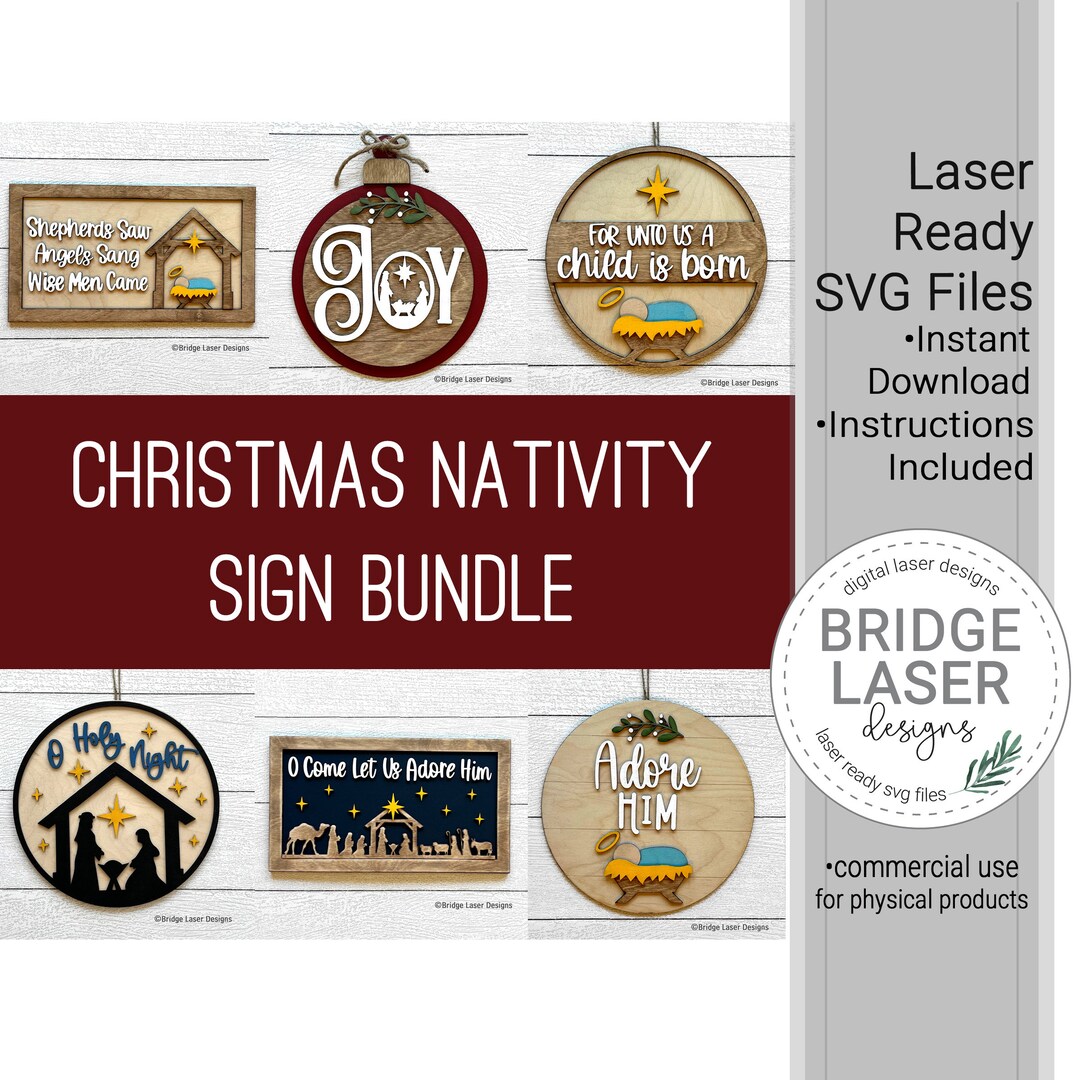 Christmas Nativity Laser File Bundle, Nativity Door Hanger Bundle ...