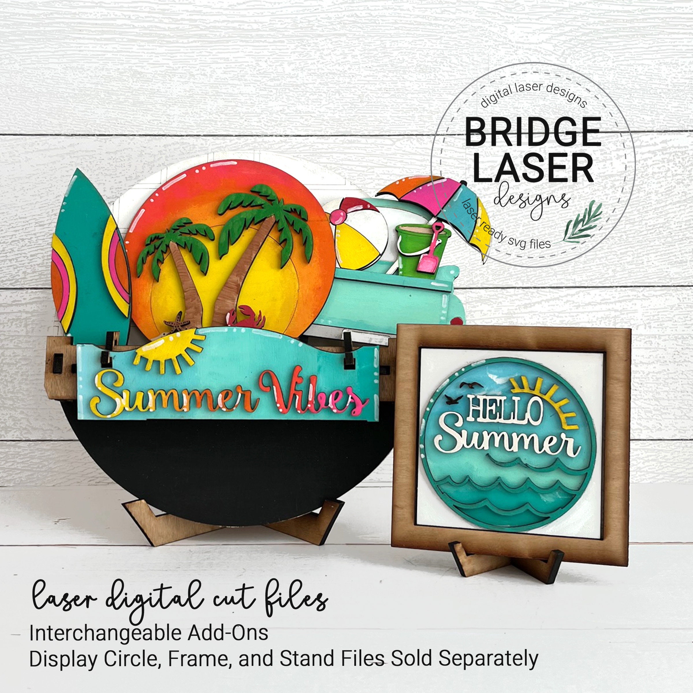 Summer Beach Laser Cut File, Summer Beach Interchangeable Add On, Surf ...