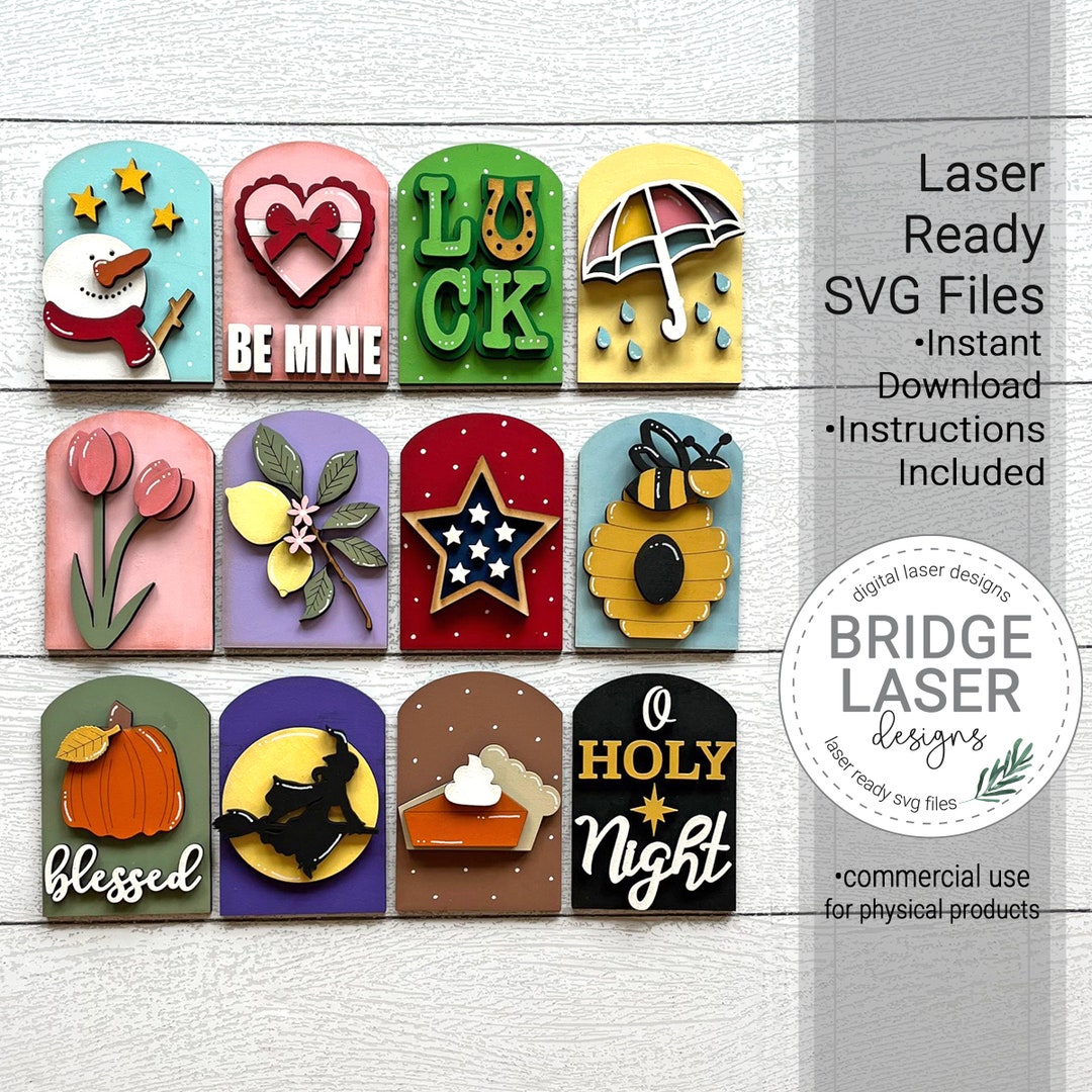 Set #1, Seasonal Arch Laser Cut File, 12 Month Interchangeable Holiday ...