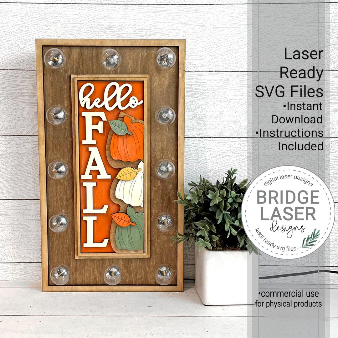Fall Laser Cut File, Fall Interchangeable Light Sign Insert, Hello Fall ...