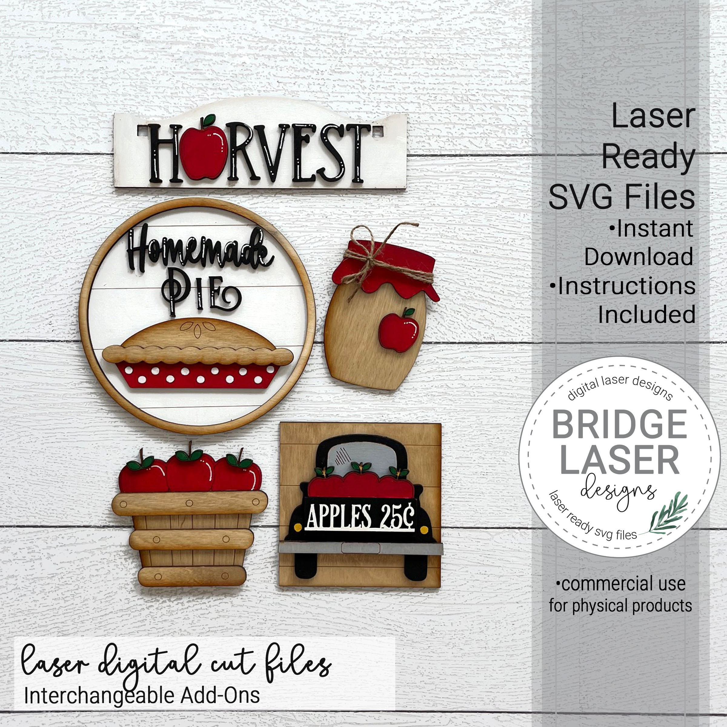 Apple Laser Cut File, Fall Harvest Interchangeable Crate/fence, Apple ...