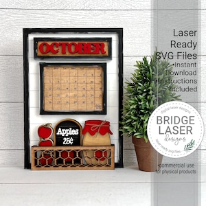 Calendar BUNDLE 2 Laser Cut Files, Interchangeable Laser SVG, Calendar ...