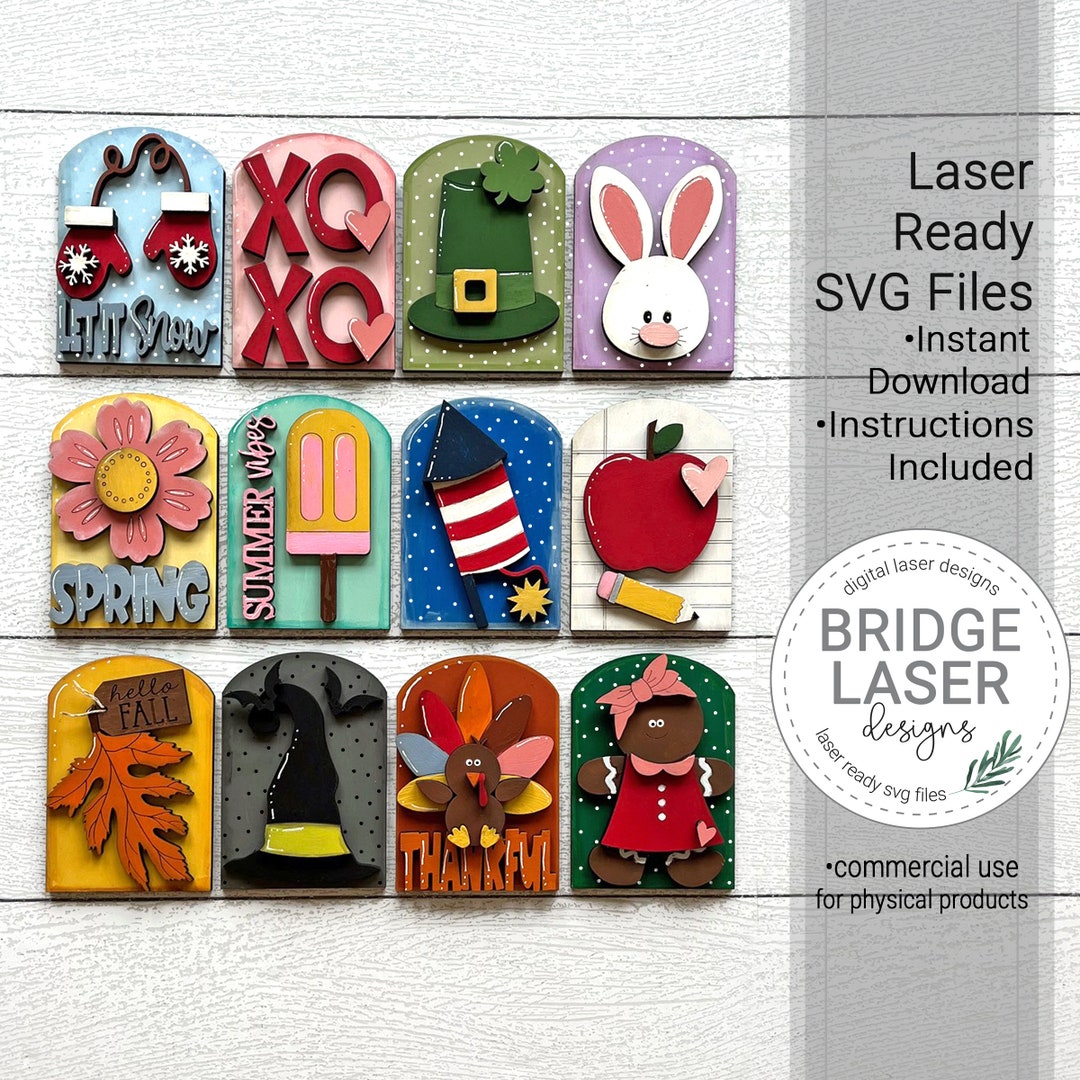 Set #4, Seasonal Arch Laser Cut File, 12 Month Interchangeable Arch ...