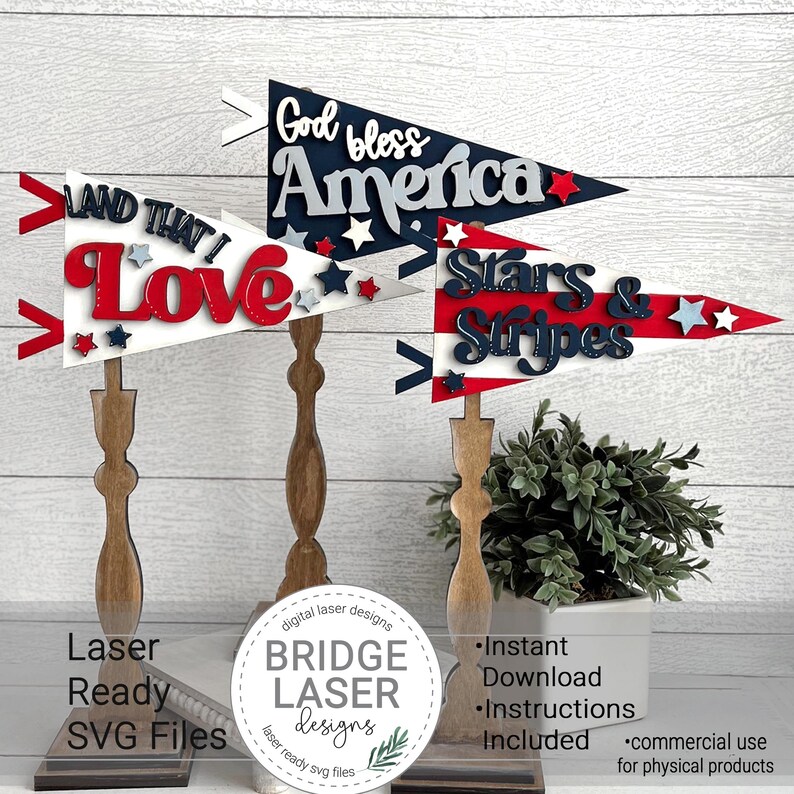 Pennant BUNDLE 1 Laser Cut Files, Interchangeable Laser SVG, Pennant ...