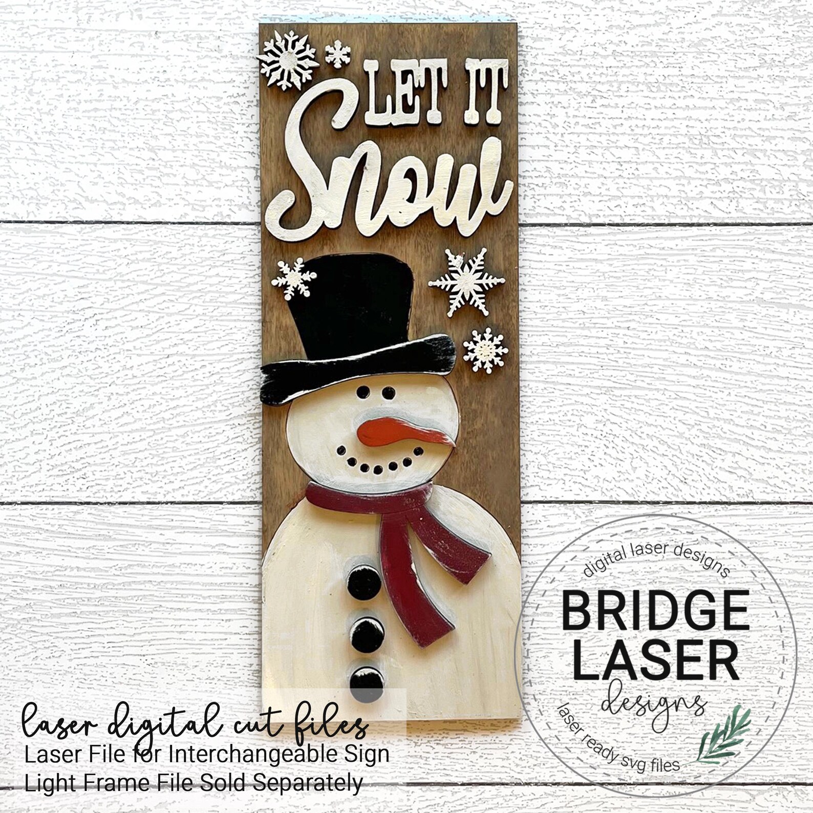 Let It Snow Laser Cut File, Winter Interchangeable Light Sign Insert ...