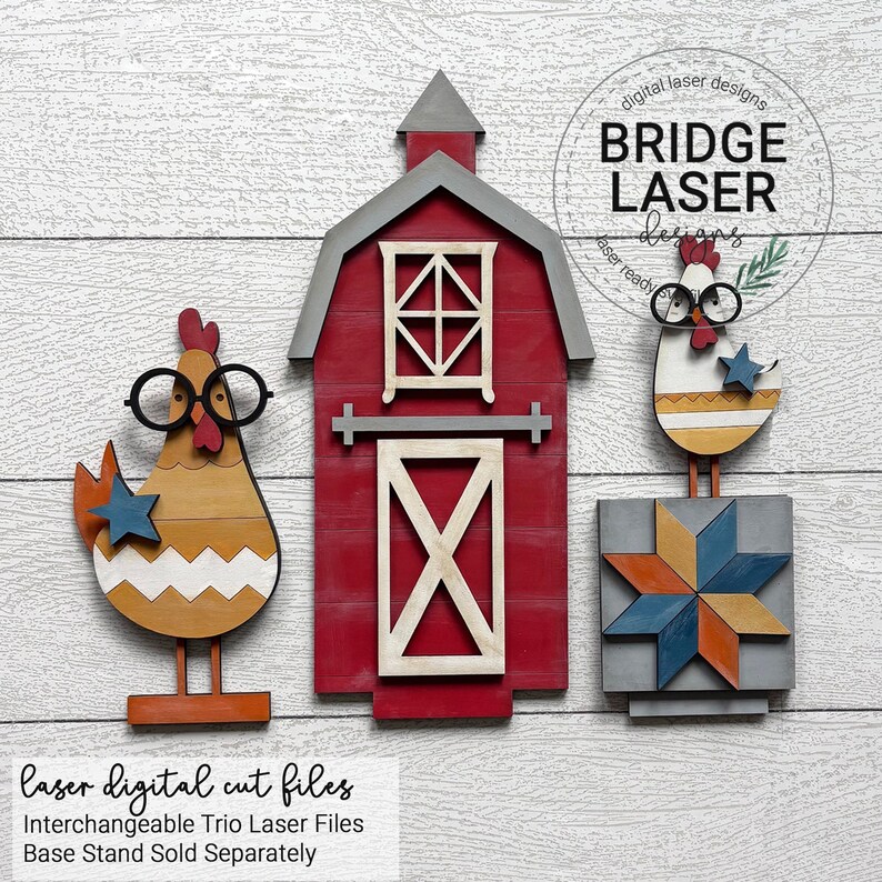 Chicken Laser Cut Files, Farmhouse Trio Shelf Sitter Laser, Chicken ...