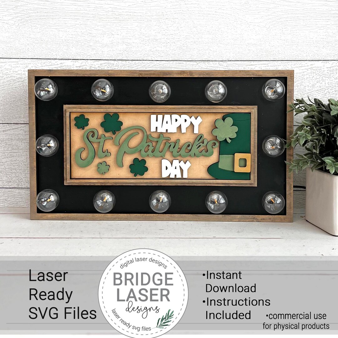 St Patrick's Day Laser Cut File, St Patricks Interchangeable Light Sign ...