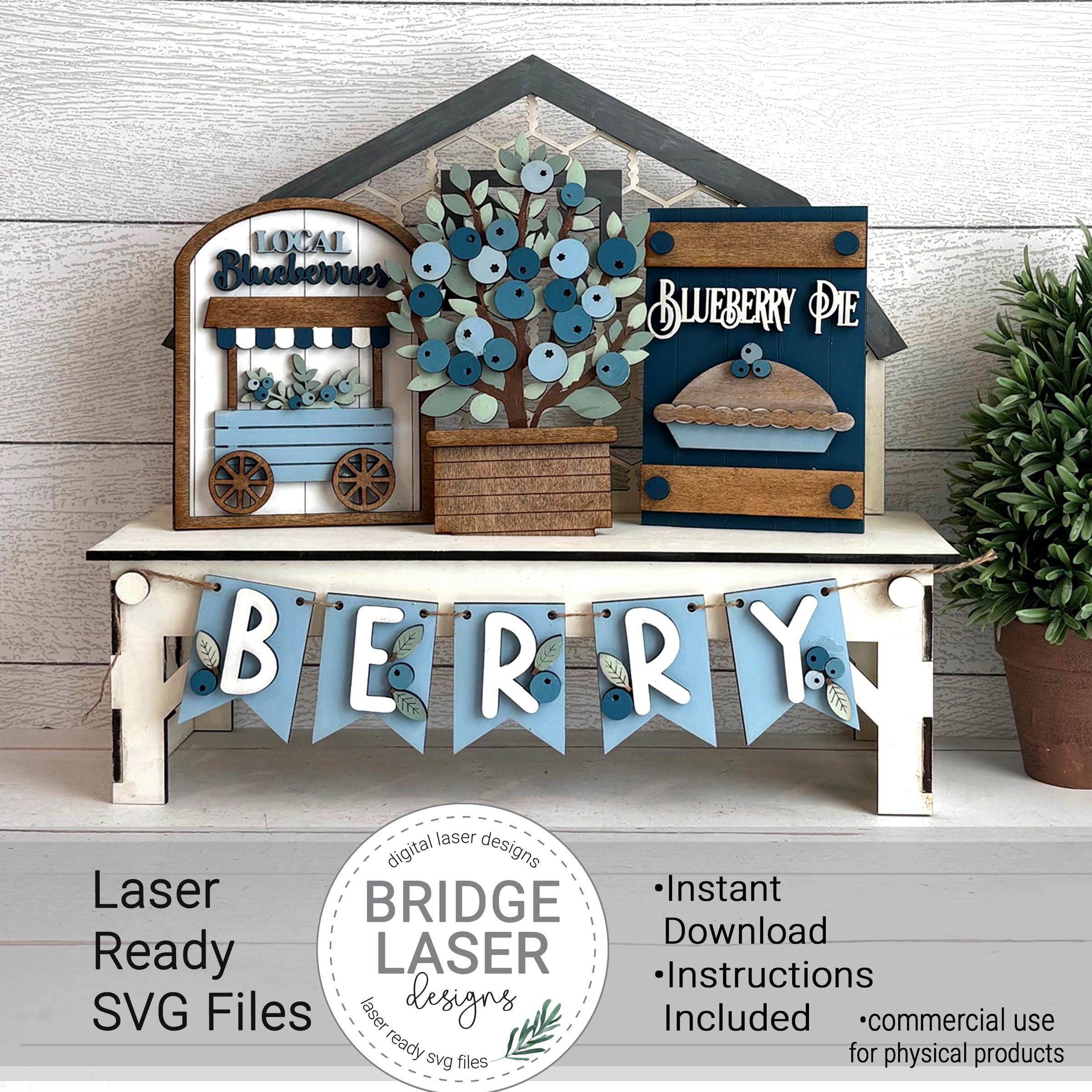 Blueberry Bench Laser Cut File, Blueberry Interchangeable Bench Sign ...