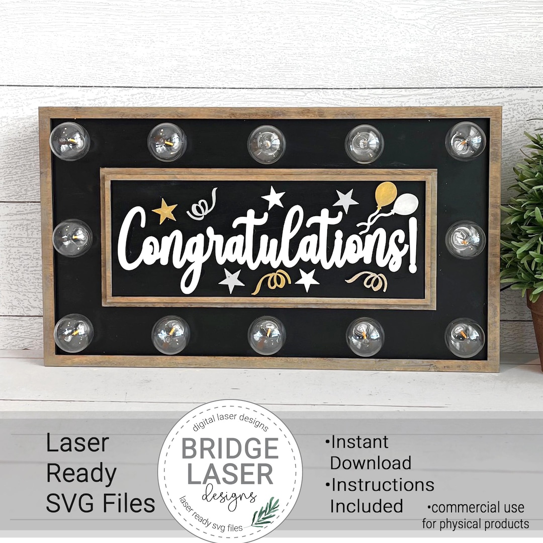 Congratulations Laser Cut File, Graduation Retirement, Baby, Wedding ...