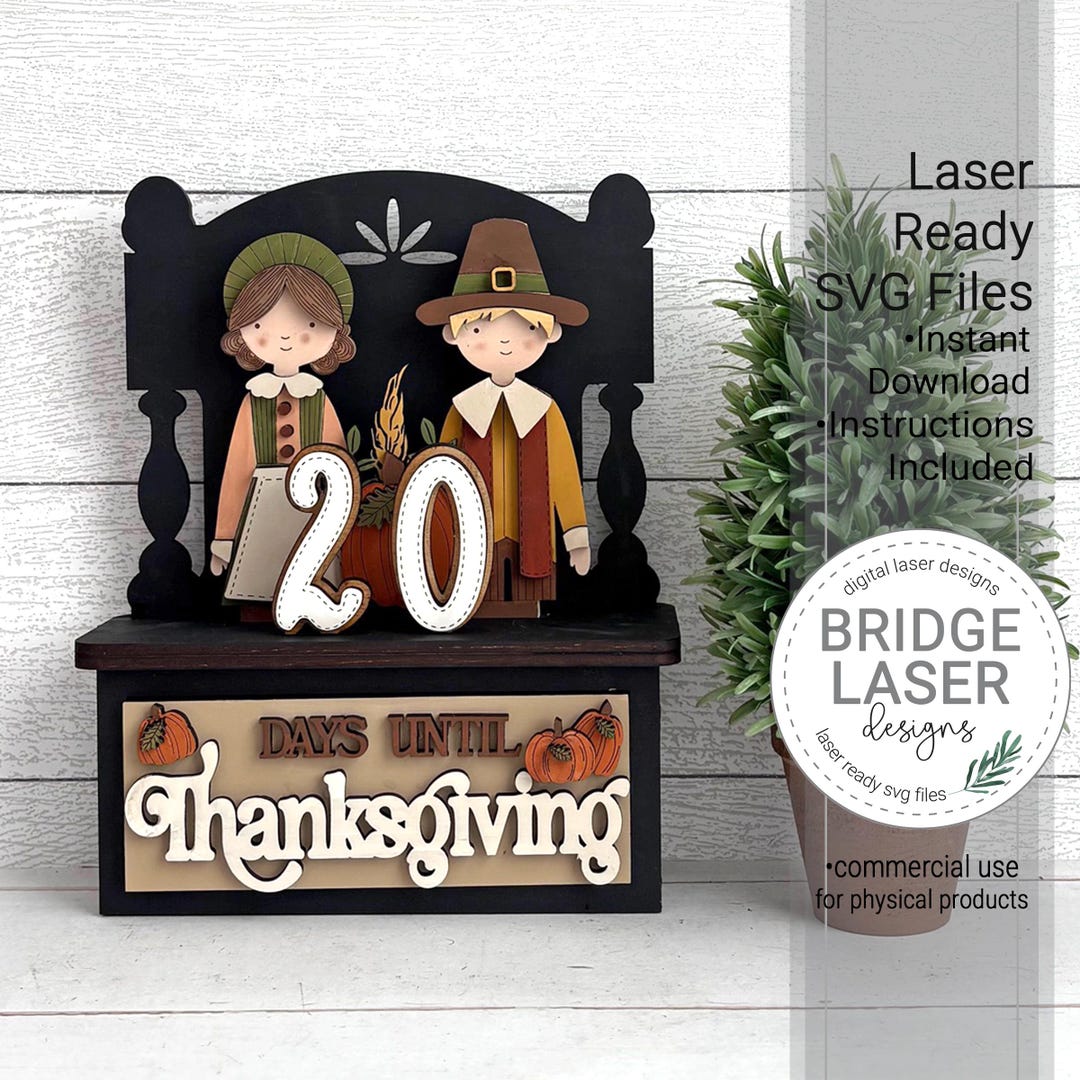 Thanksgiving Advent Laser Cut File, Thanksgiving Countdown ...