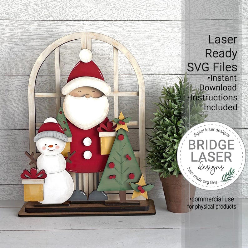 Christmas Laser Cut Files, Christmas Trio Shelf Sitter Laser SVG, Laser ...