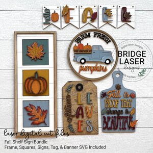 Fall Laser Cut Files, Autumn Shelf Sign Bundle SVG, Fall Laser Designs ...