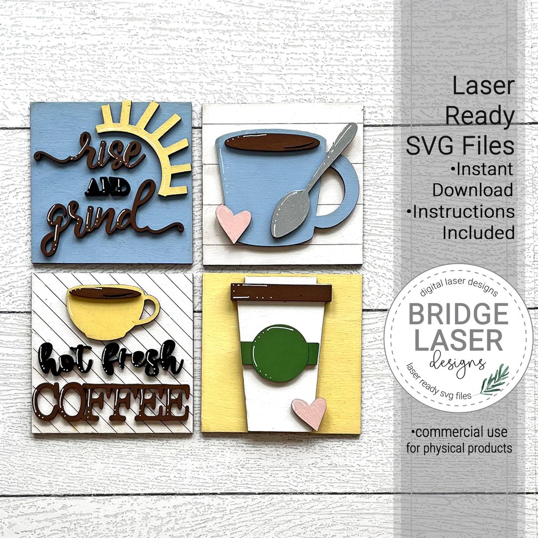 Coffee Four Square Laser Cut Files, Coffee Interchangeable Leaning Sign ...