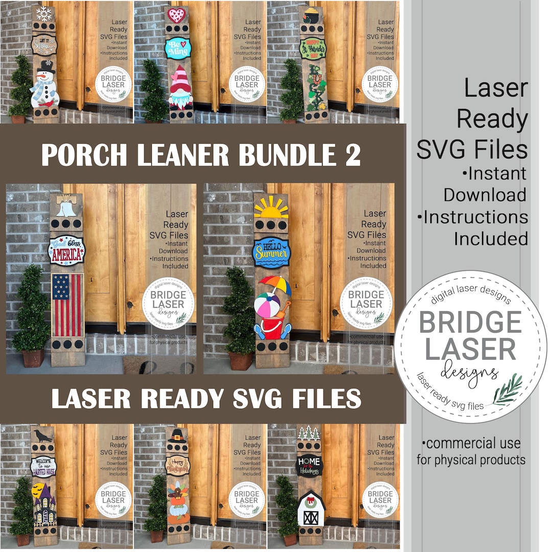 Porch Leaner BUNDLE 2 Laser Cut Files, Interchangeable Porch Sign Laser ...